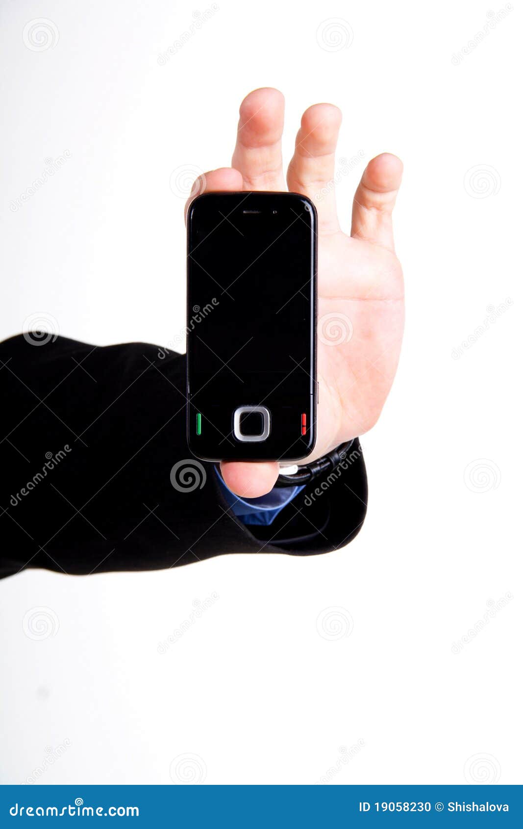 Mobile Phone in the Hand Isolated on White Stock Photo - Image of ...
