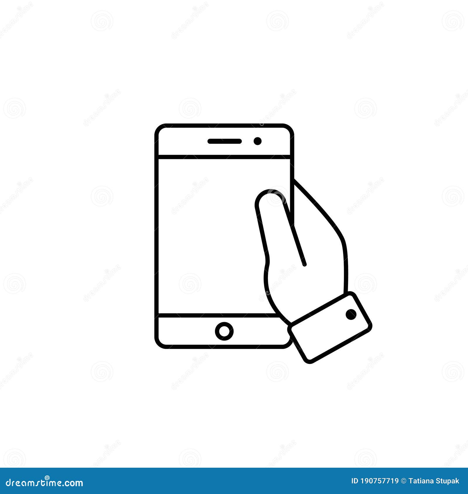 Mobile Phone in Hand Line Icon Icon, Vector Isolated Outline ...