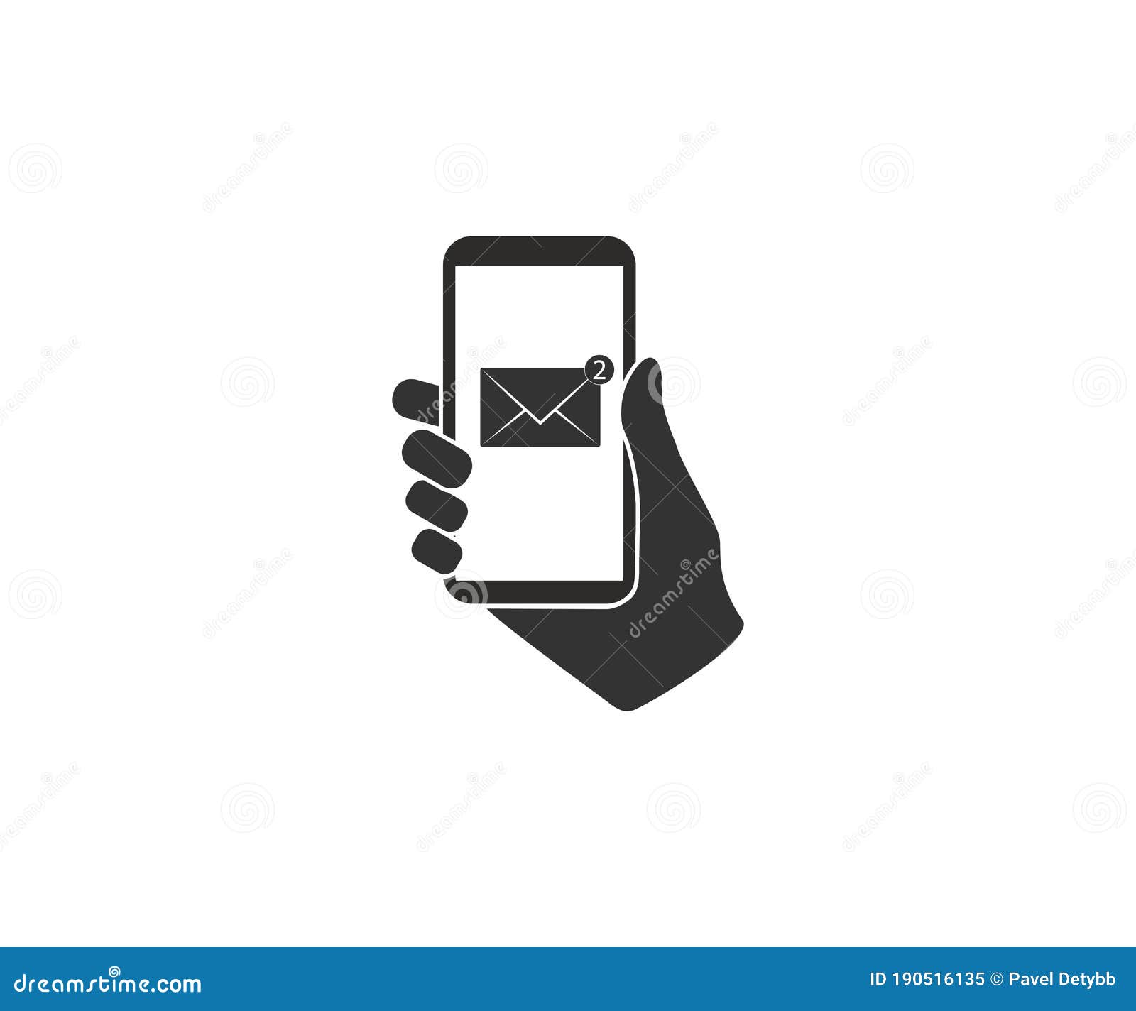 Mobile Phone in Hand, Message. Vector Illustration, Flat Design Stock ...