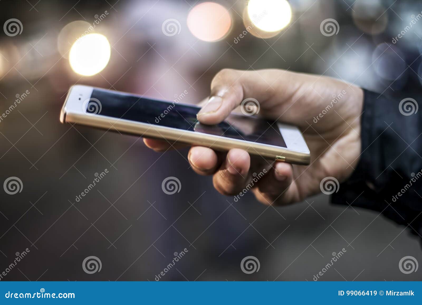 Mobile Phone in Hand at Night Stock Image - Image of multitasking ...