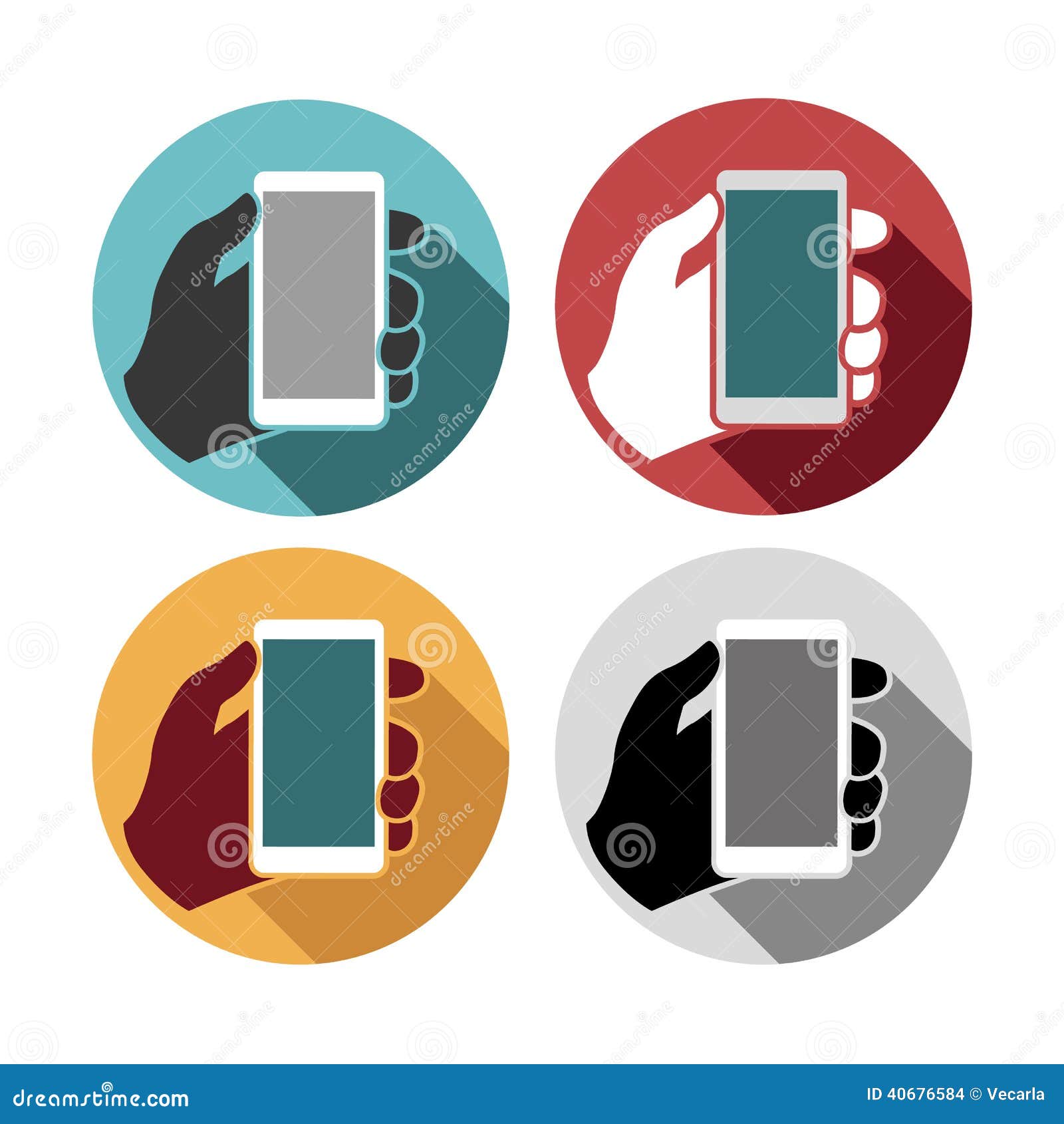 Mobile Phone in Hand Set Icons Stock Vector - Illustration of ...
