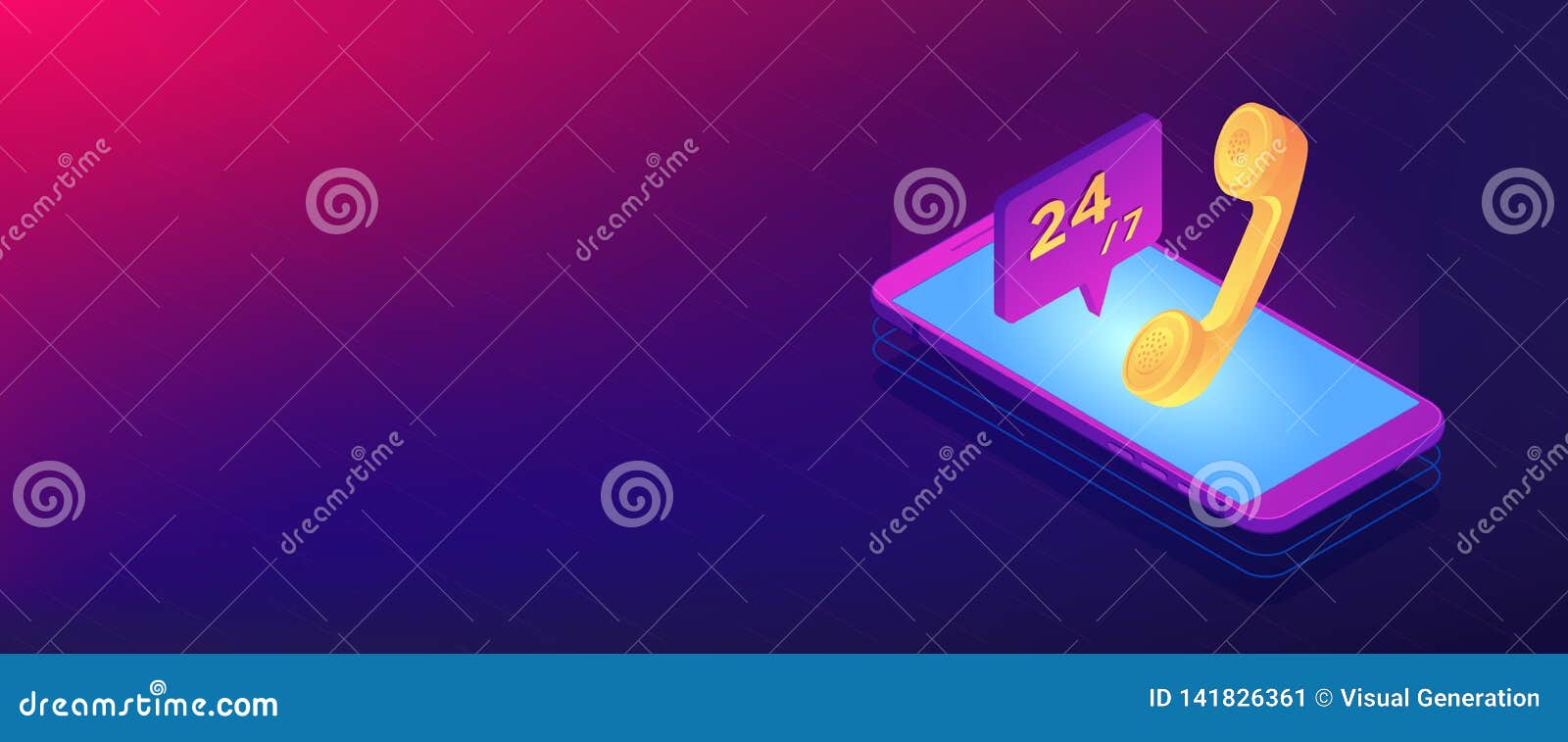 Mobile Customer Service Isometric 3D Banner Header. Stock Vector ...