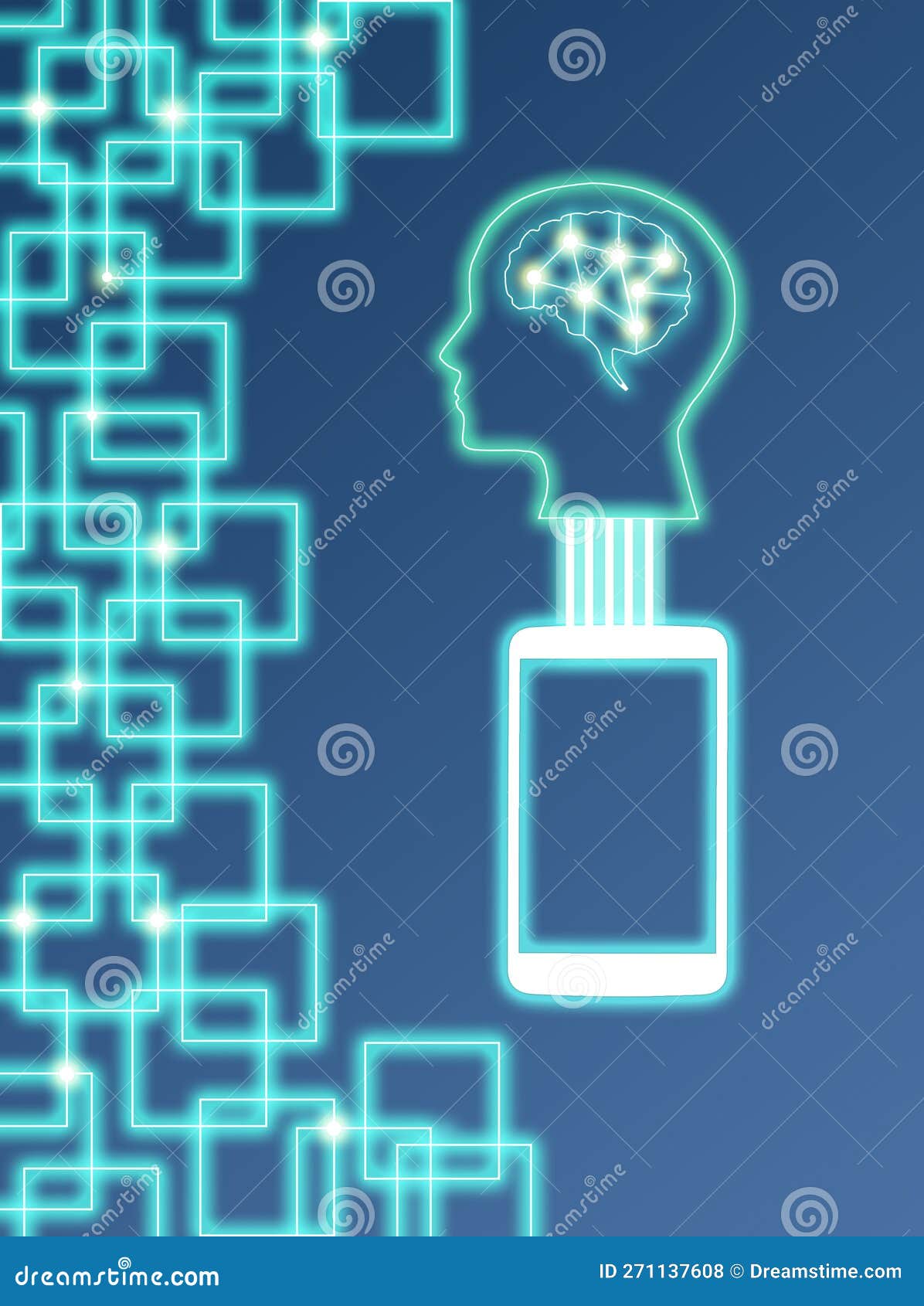 Mobile Phone with Head Hologram, Artificial Intelligence Stock Photo ...