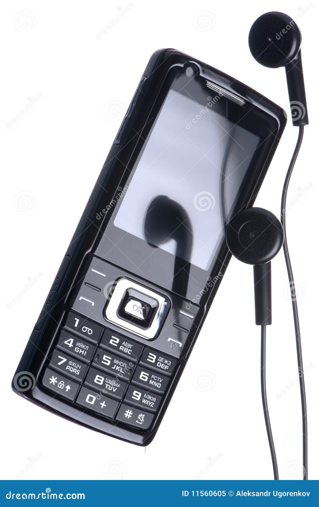 Mobile phone with head set stock image. Image of technology - 11560605