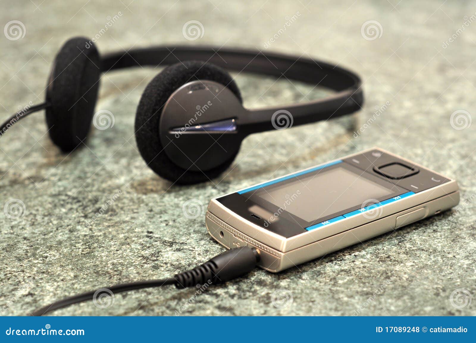 Mobile Phone with Headphones Stock Photo - Image of music ...