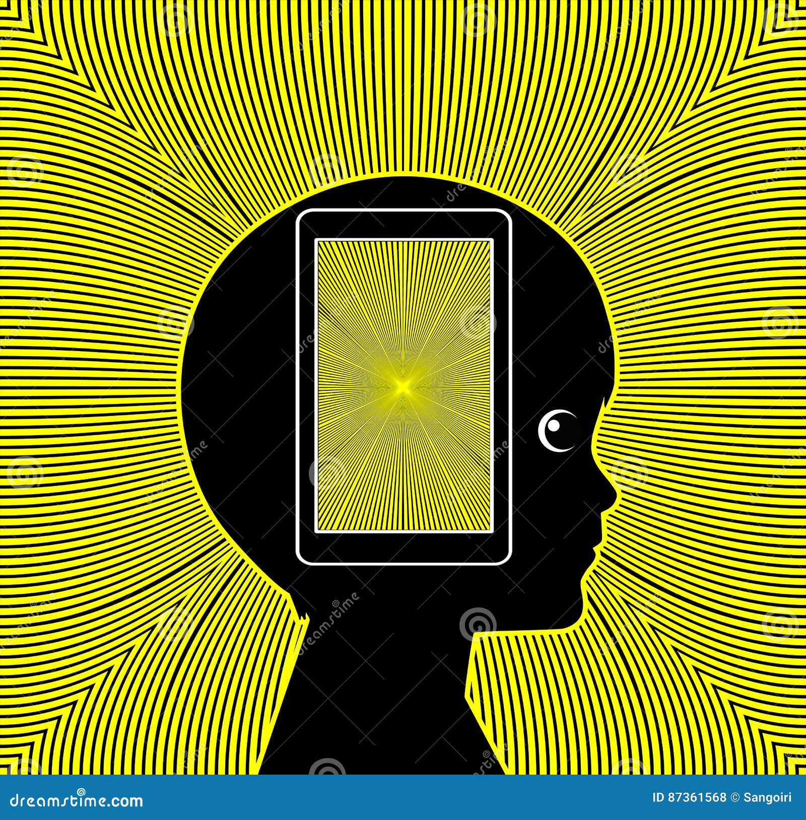 Mobile Phone Health Risk stock illustration. Illustration of child ...