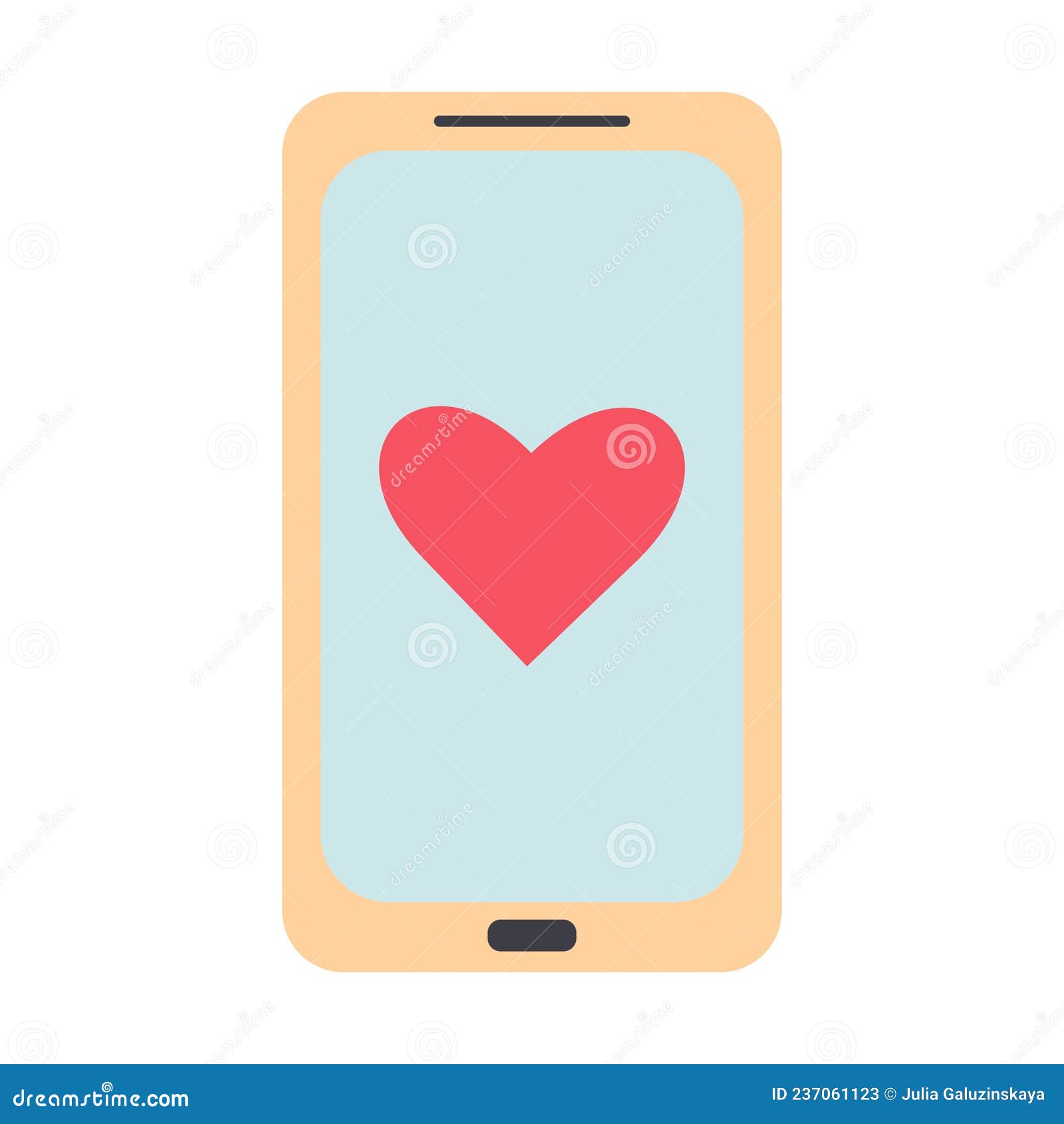 Mobile Phone with Heart on the Screen. Sending Love Message Concept ...