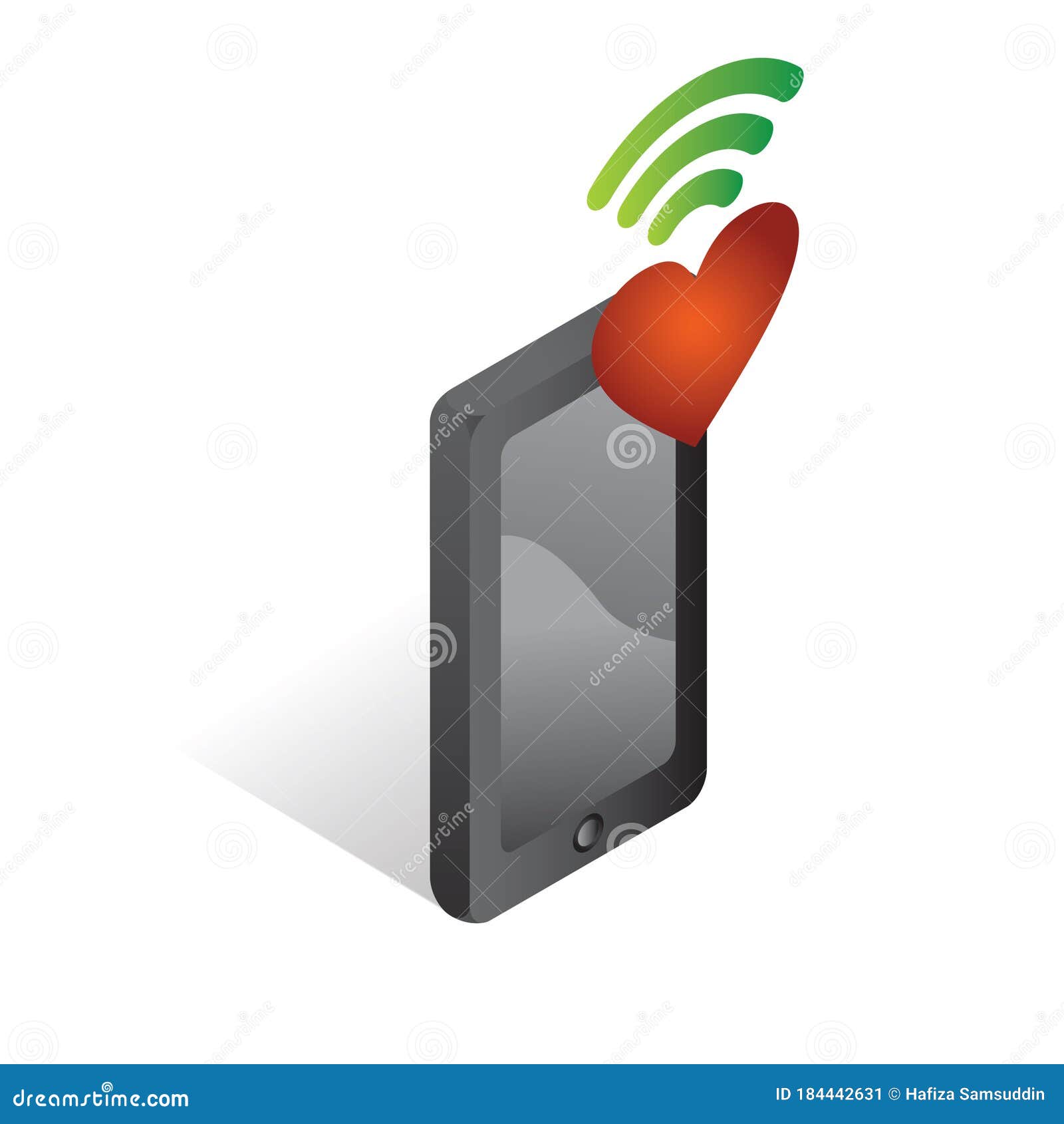 Mobile Phone with Heart Shape. Vector Illustration Decorative ...