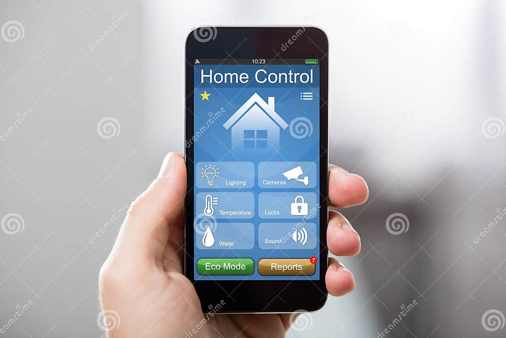 Mobile Phone with Home Control System on a Screen Stock Image - Image ...