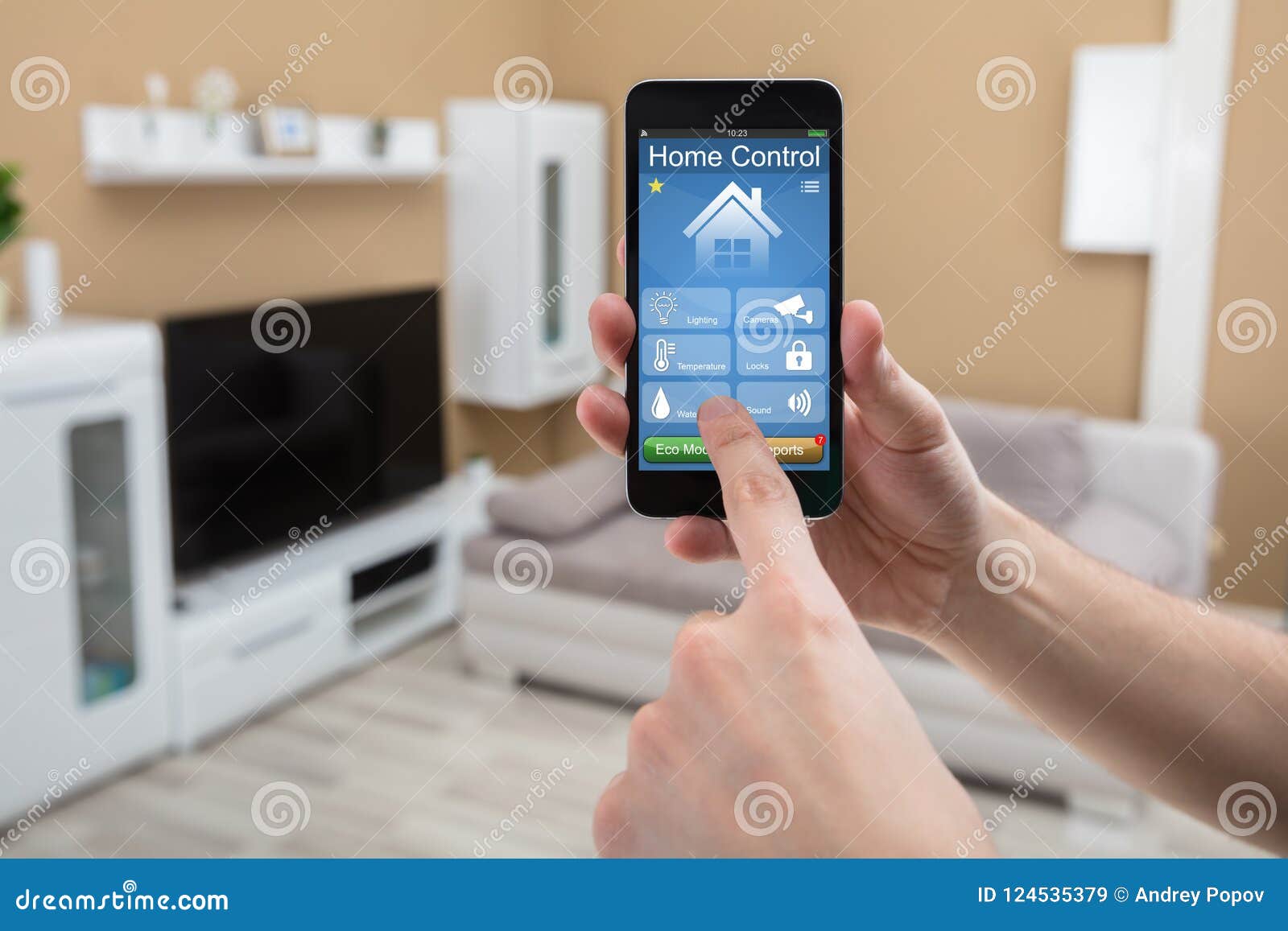 Mobile Phone with Home Control System on Screen Stock Image - Image of ...