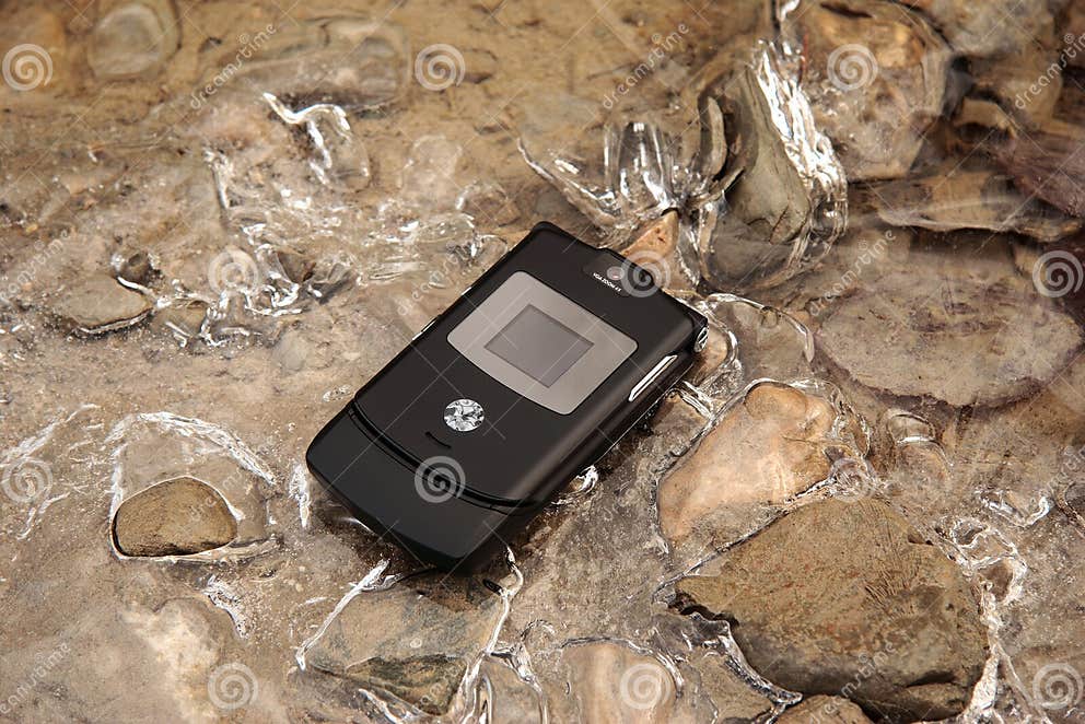 Mobile phone on ice stock image. Image of technique, connecting - 554889