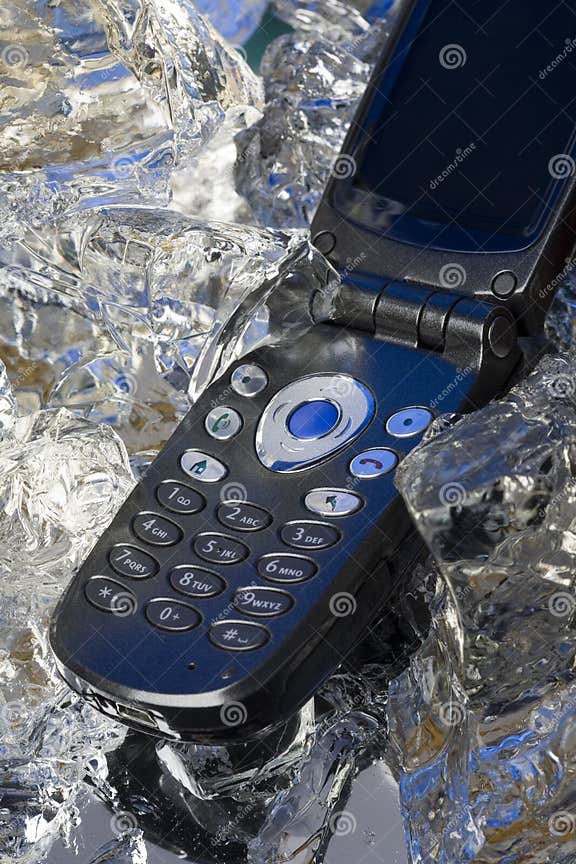 Mobile phone on ice stock photo. Image of cell, telephony - 39353478