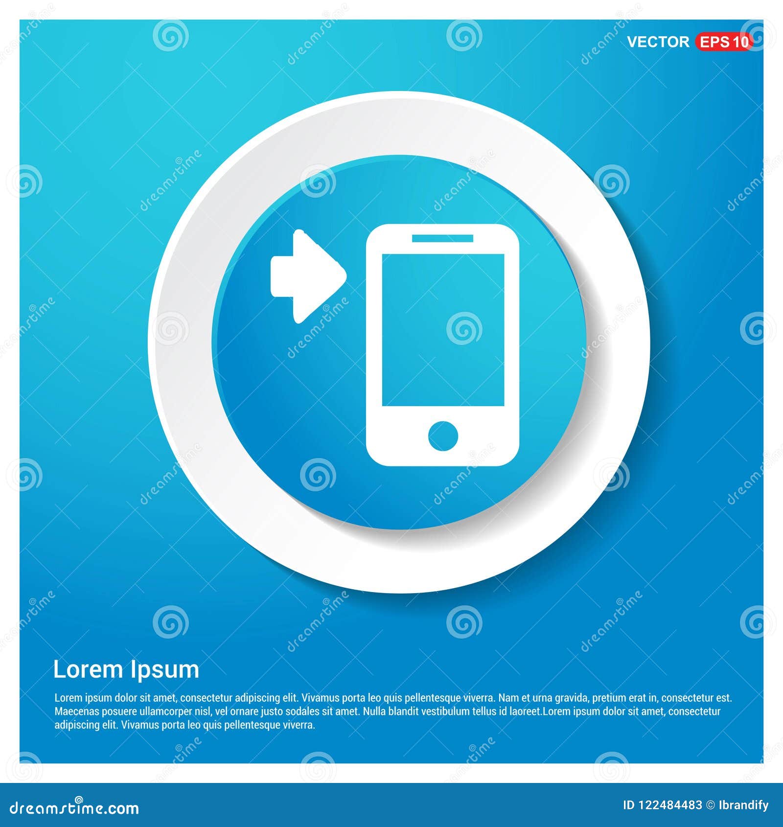 Mobile Phone Icon Abstract Blue Web Sticker Button Stock Vector ...