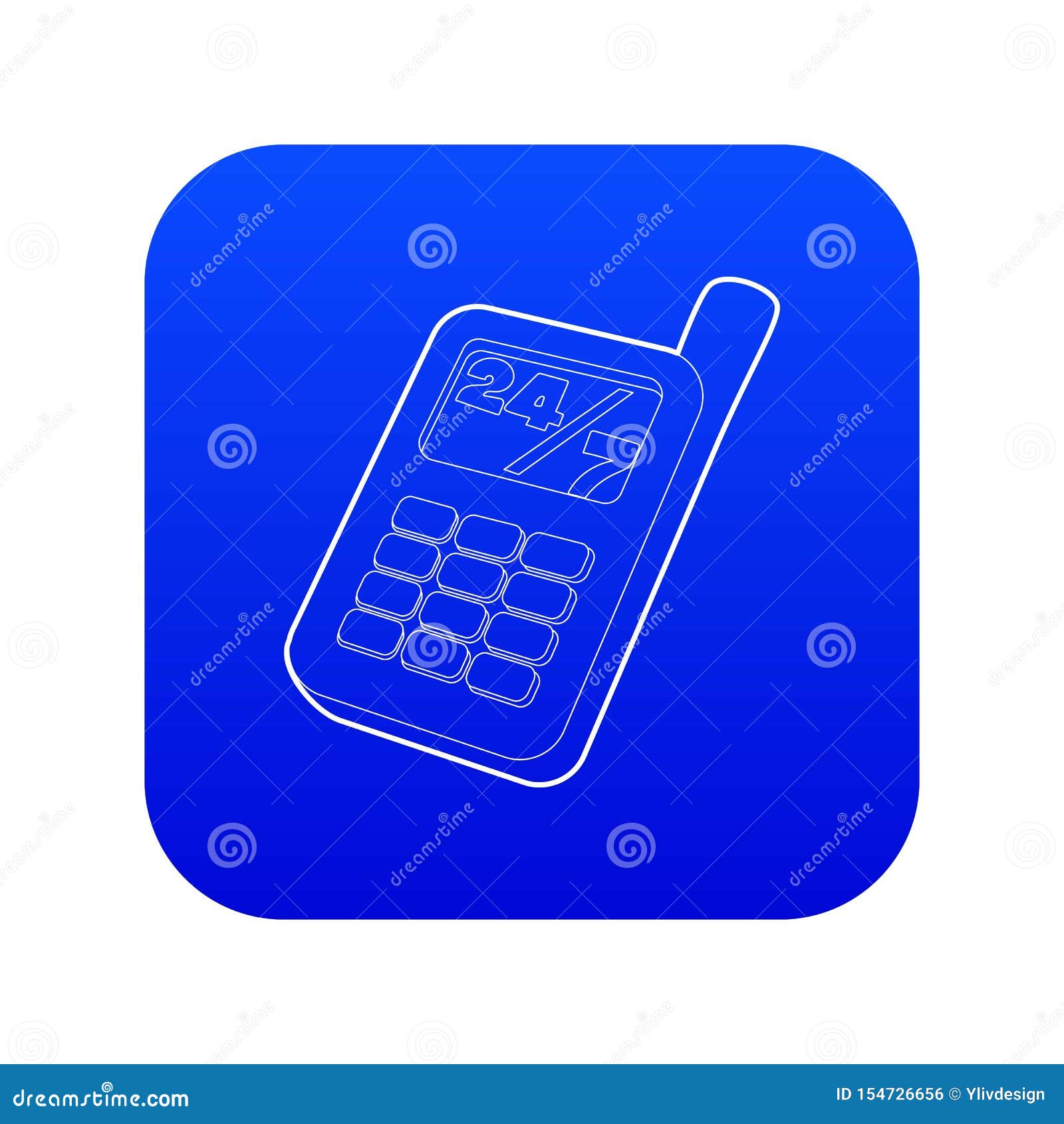 Mobile Phone Icon Blue Vector Stock Vector - Illustration of center ...