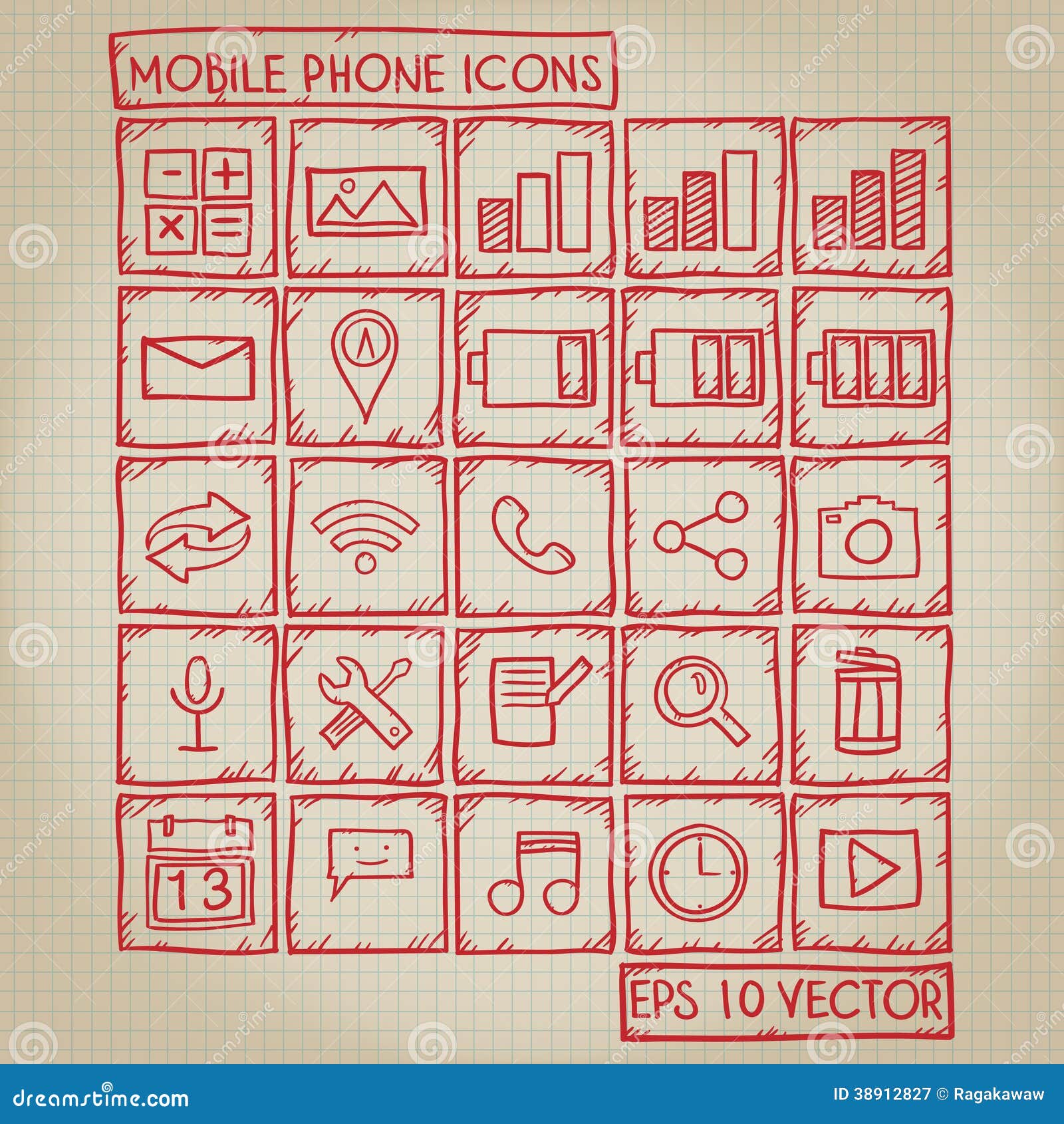 Mobile Phone Icon Doodle Set Stock Vector - Illustration of element ...