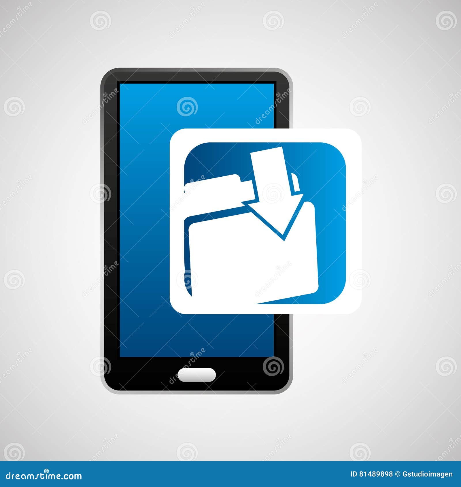 Mobile Phone Icon File Folder Social Media Stock Vector - Illustration ...