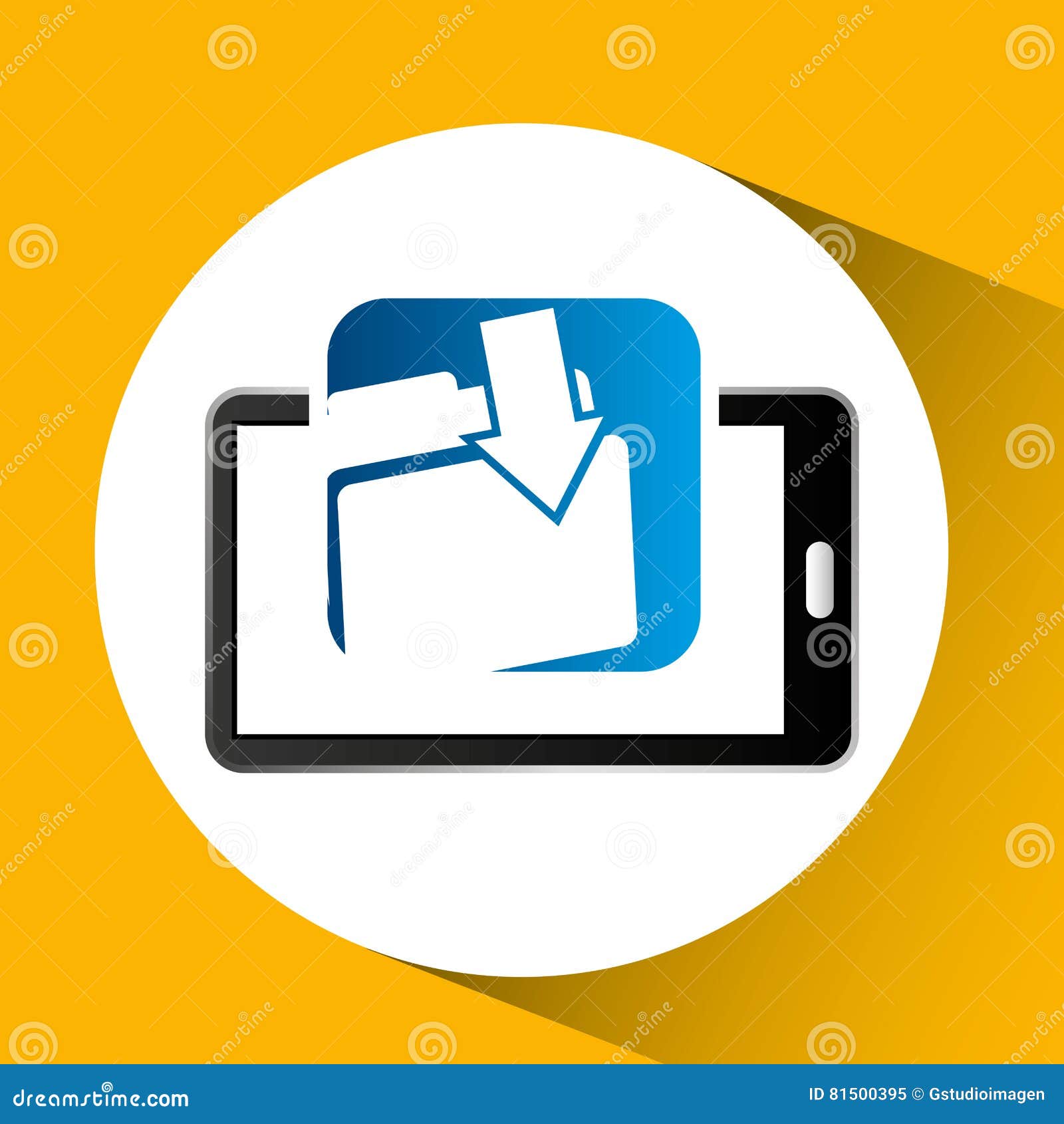 Mobile Phone Icon File Folder Social Media Stock Vector - Illustration ...