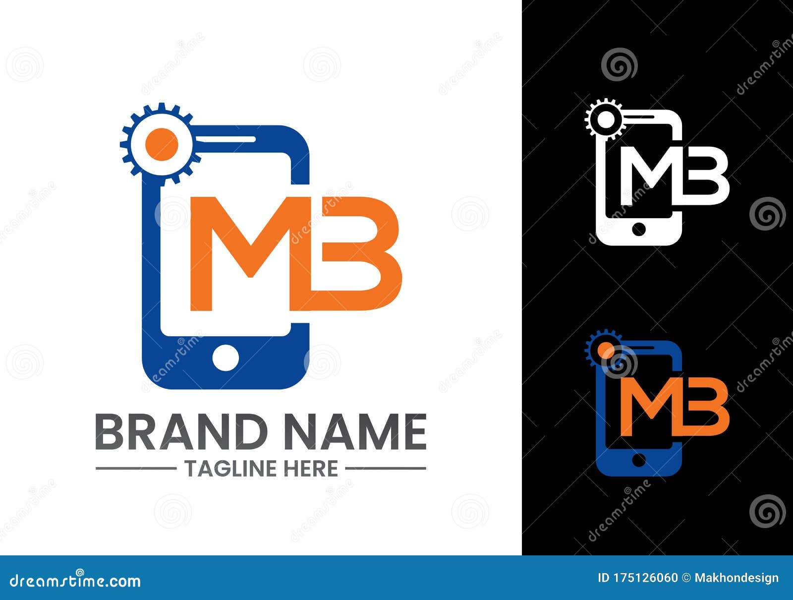 Mobile Phone Icon with Letter M B Logo Design Stock Vector ...