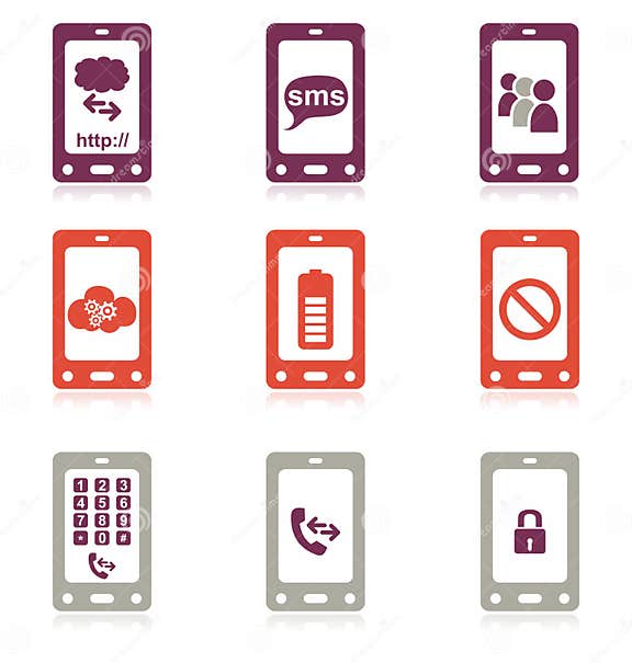 Mobile phone icon set stock vector. Illustration of dial - 23291994