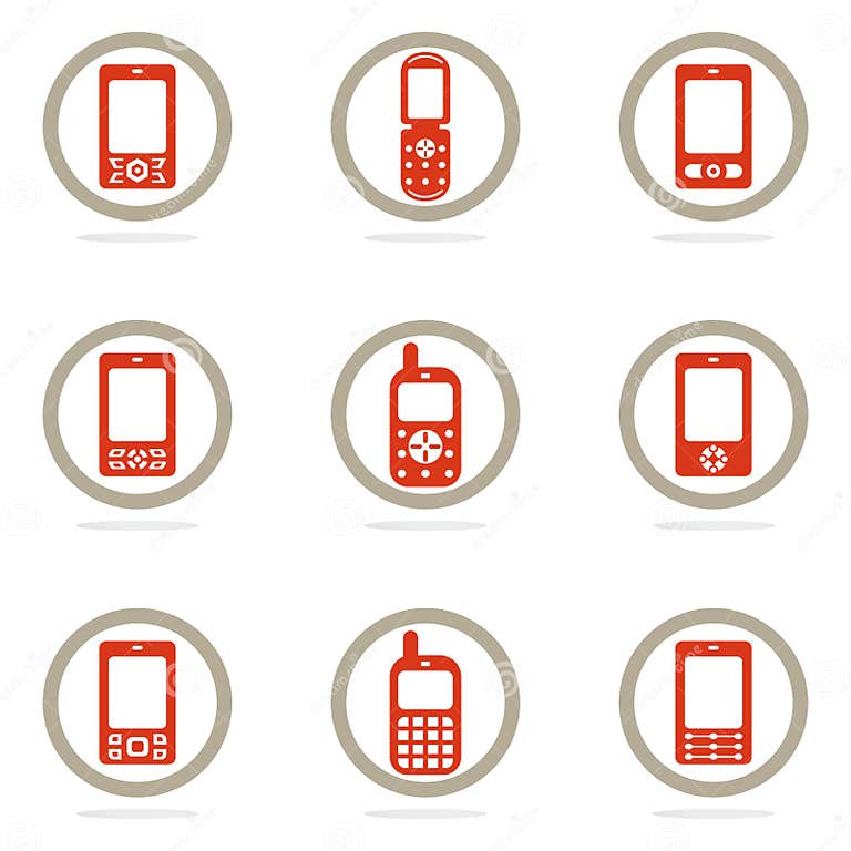 Mobile phone icon set stock vector. Illustration of dial - 24977665