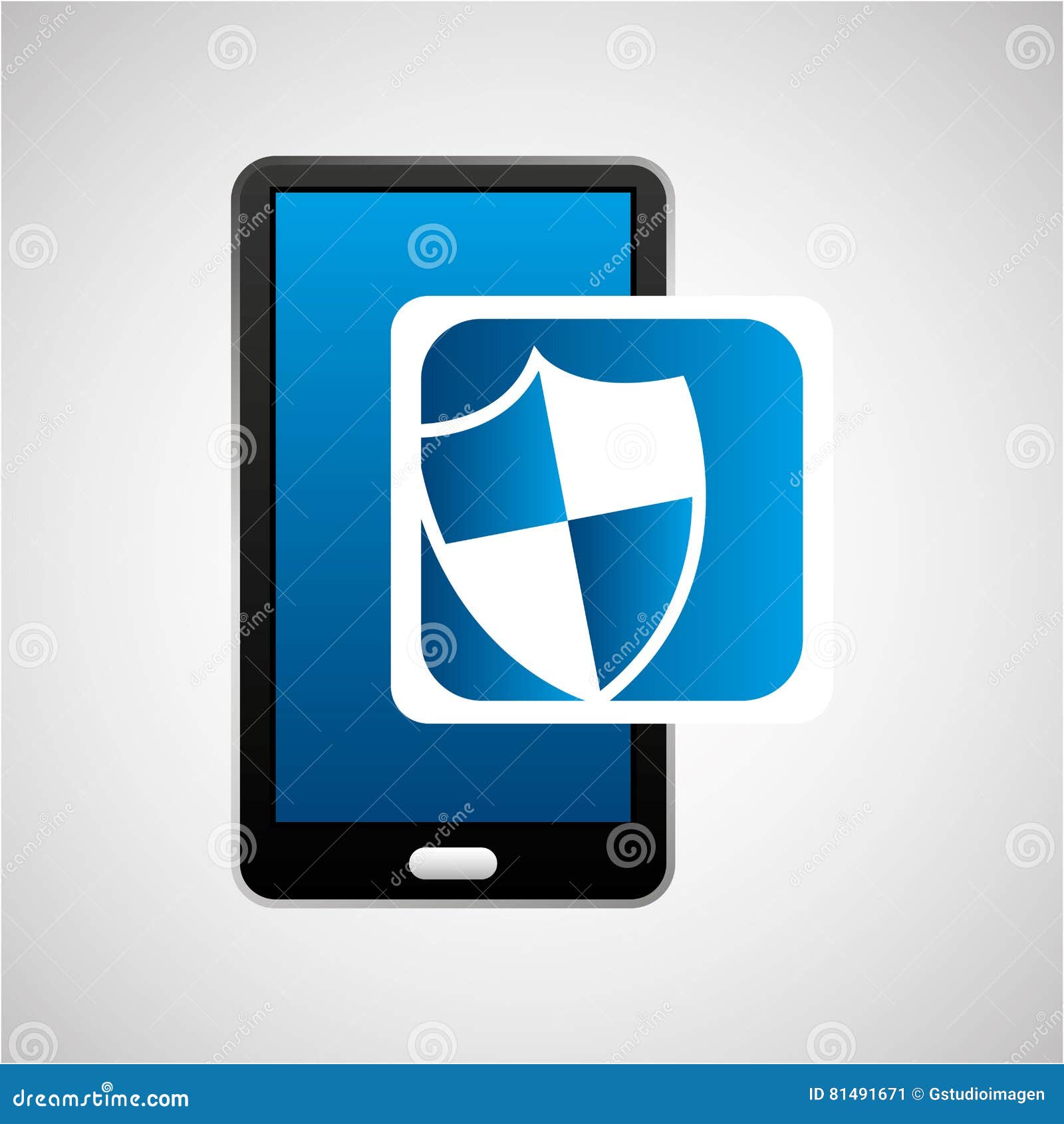 Mobile Phone Icon Shield Protection Social Media Stock Vector ...