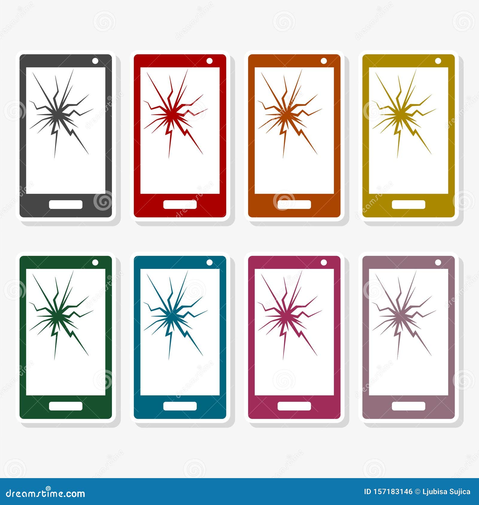 Mobile Phone Icon with Smashed Screen - Illustration Stock Vector ...