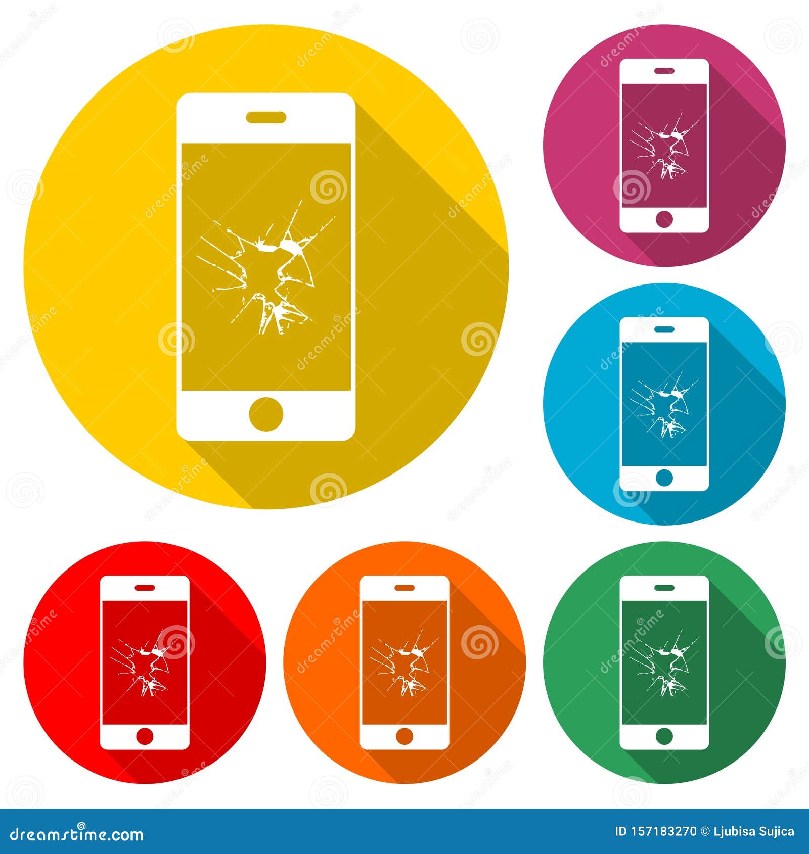 Mobile Phone Icon with Smashed Screen - Illustration Stock Illustration ...