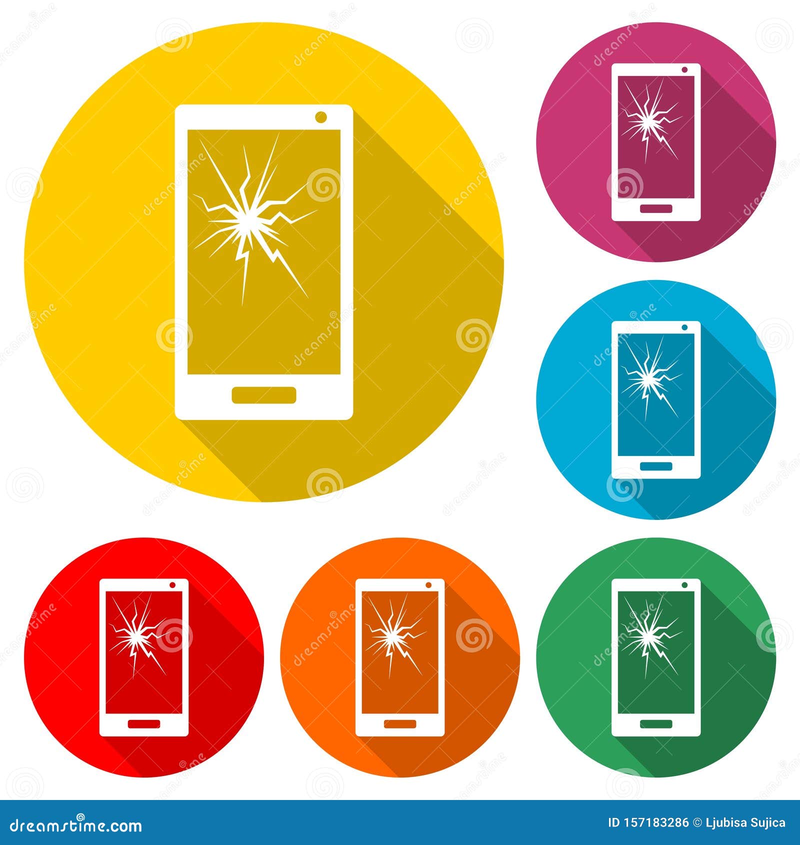 Mobile Phone Icon with Smashed Screen - Illustration Stock Illustration ...
