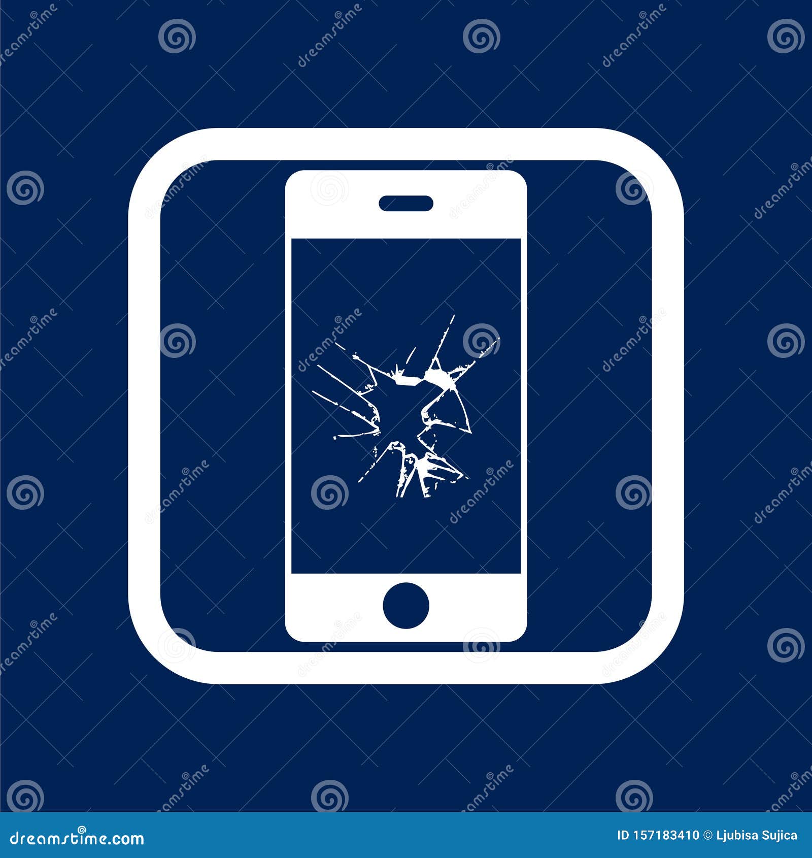 Mobile Phone Icon with Smashed Screen - Illustration Stock Illustration ...