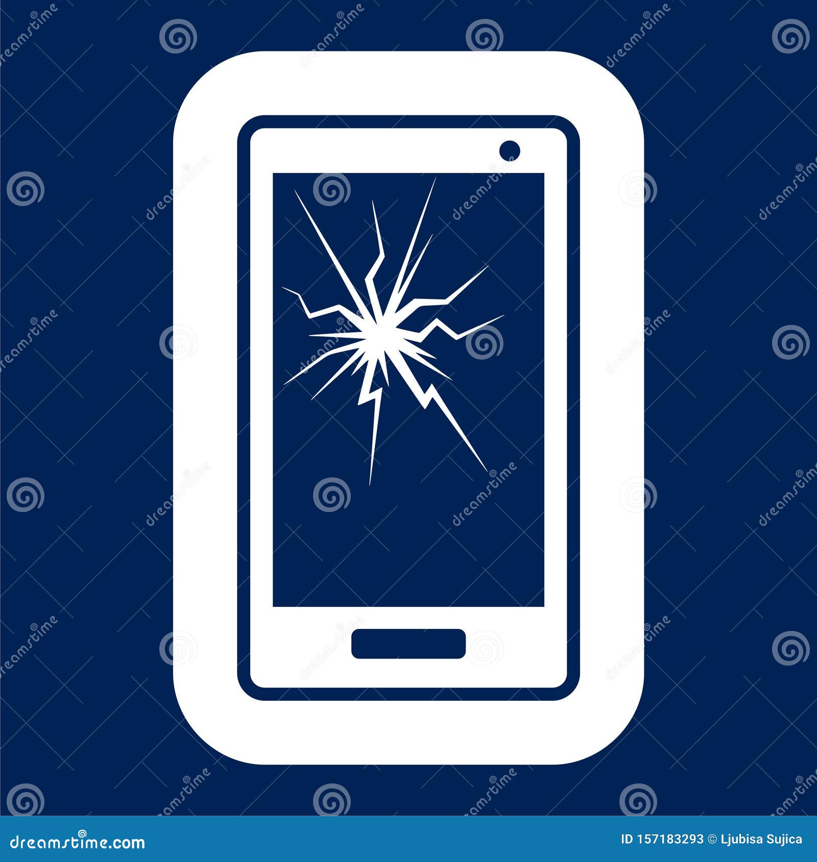 Mobile Phone Icon with Smashed Screen - Illustration Stock Illustration ...