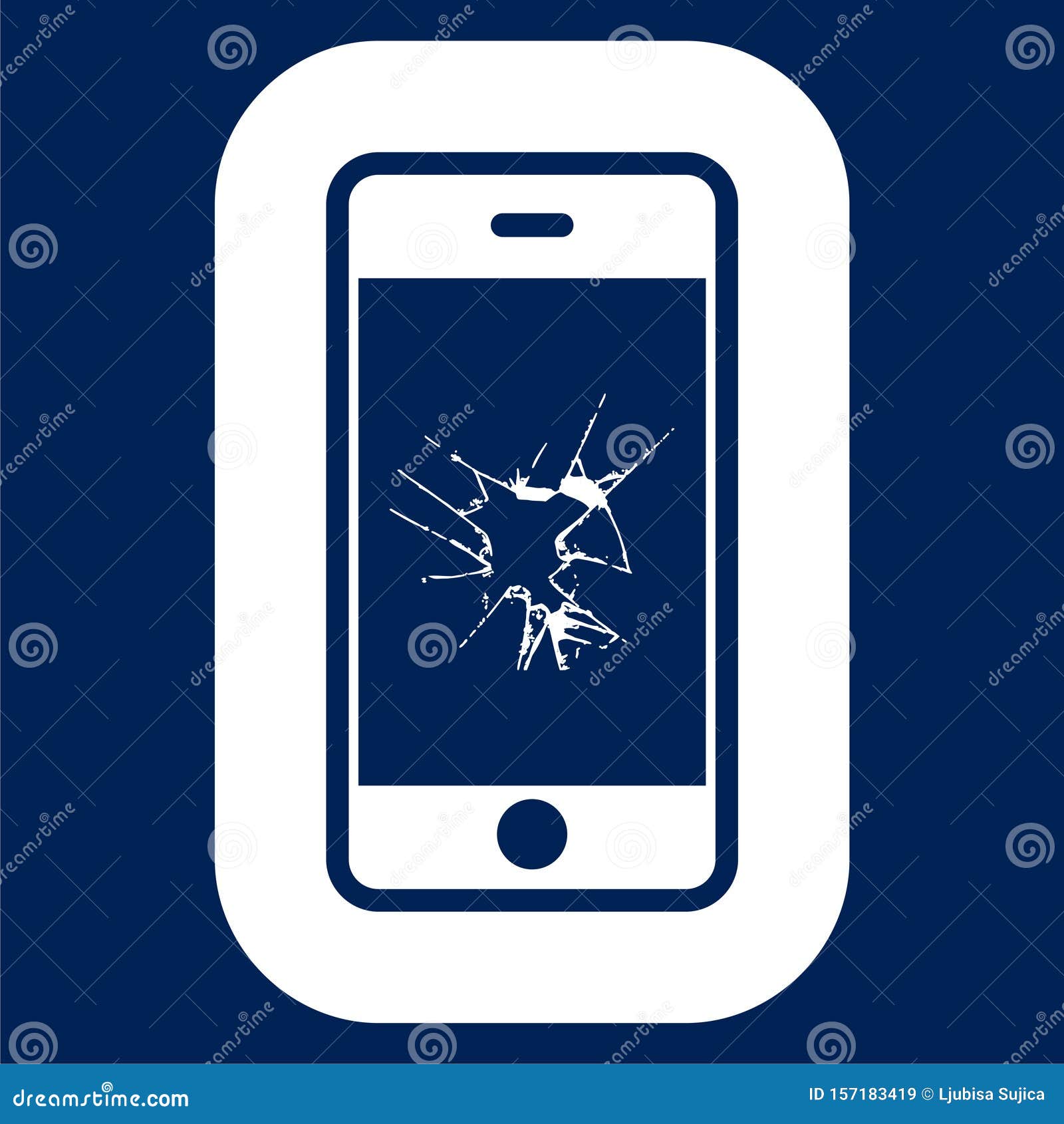 Mobile Phone Icon with Smashed Screen - Illustration Stock Illustration ...