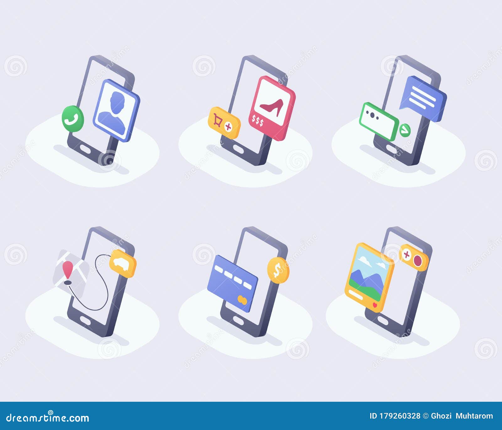 Mobile Phone Icon with Various Activity about Technology Set Collection ...