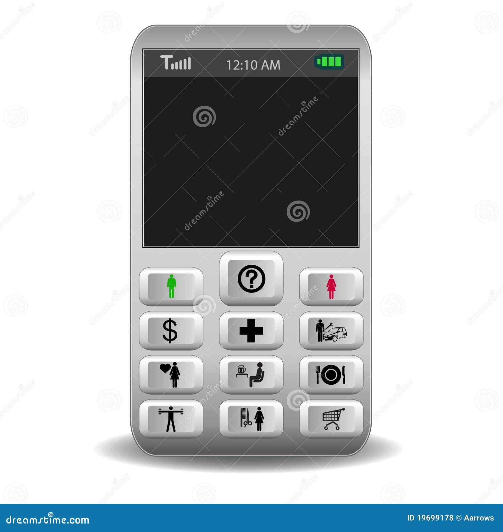 Mobile Phone with Icons on the Buttons Call Stock Vector - Illustration ...