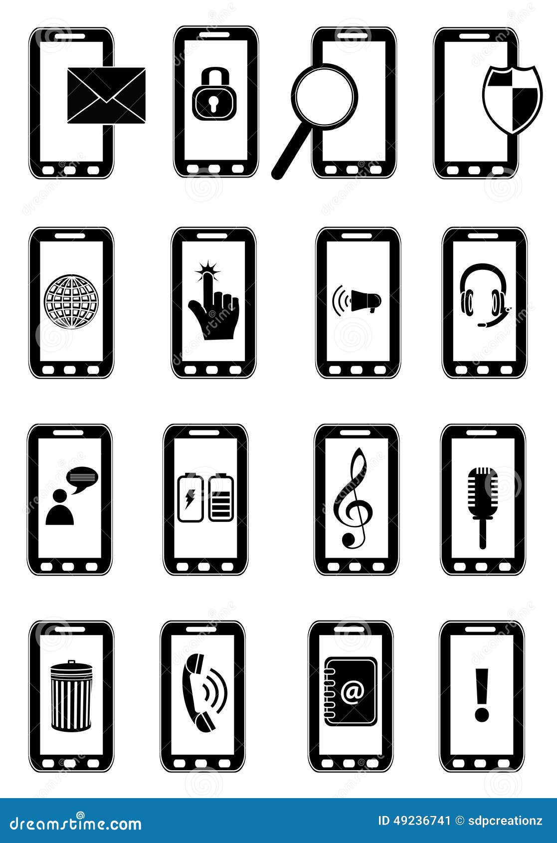 Mobile phone icons set stock vector. Illustration of mobile - 49236741