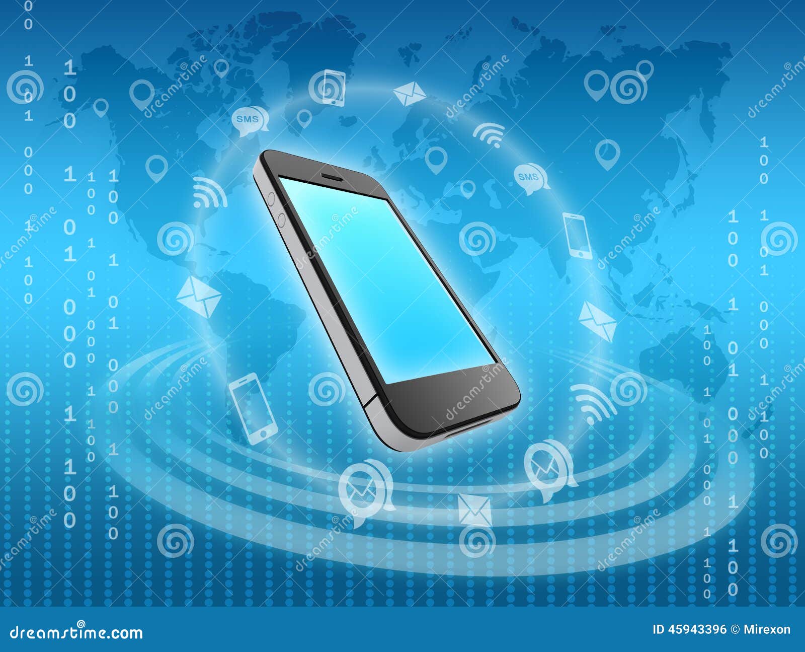 Mobile Phone Icons Surrounded by Information Stock Illustration ...