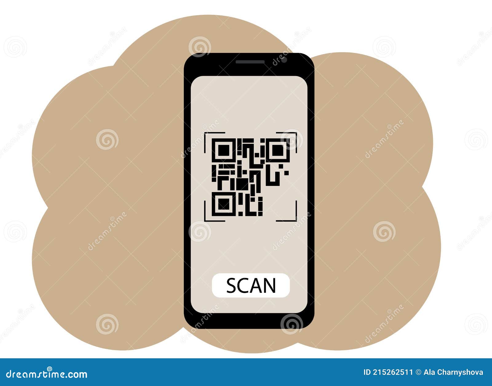 Mobile Phone with the Image of the QR Code on the Screen Stock Vector ...
