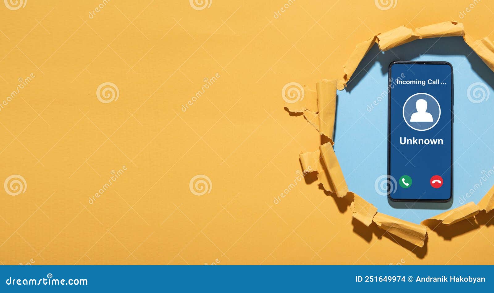 Mobile Phone with Incoming Call from Unknown Caller Stock Photo - Image ...