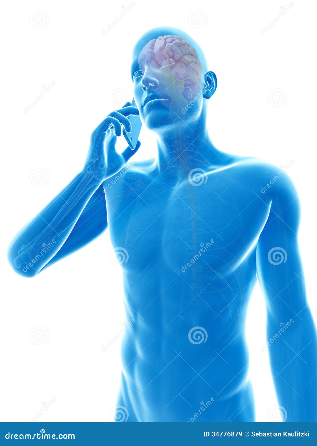 Mobile Phone Influence on the Brain Stock Illustration - Illustration ...