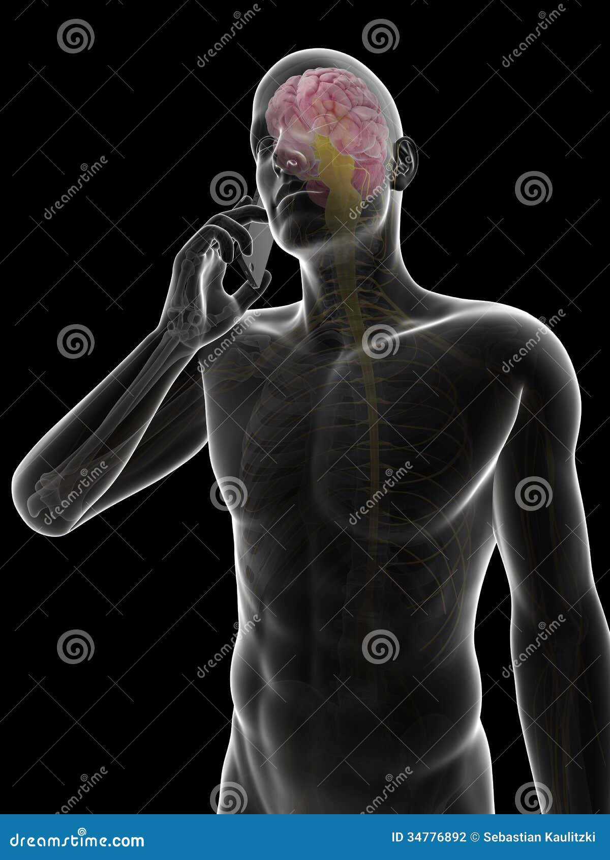 Mobile Phone Influence on the Brain Stock Illustration - Illustration ...