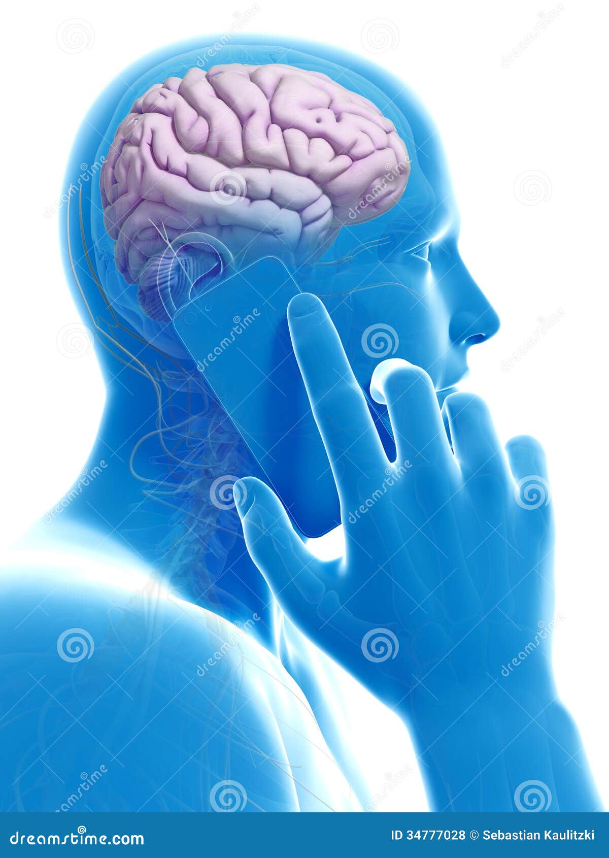 Mobile Phone Influence on the Brain Stock Illustration - Illustration ...