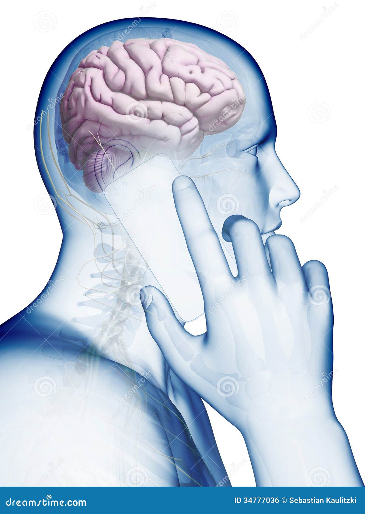 Mobile Phone Influence on the Brain Stock Illustration - Illustration ...