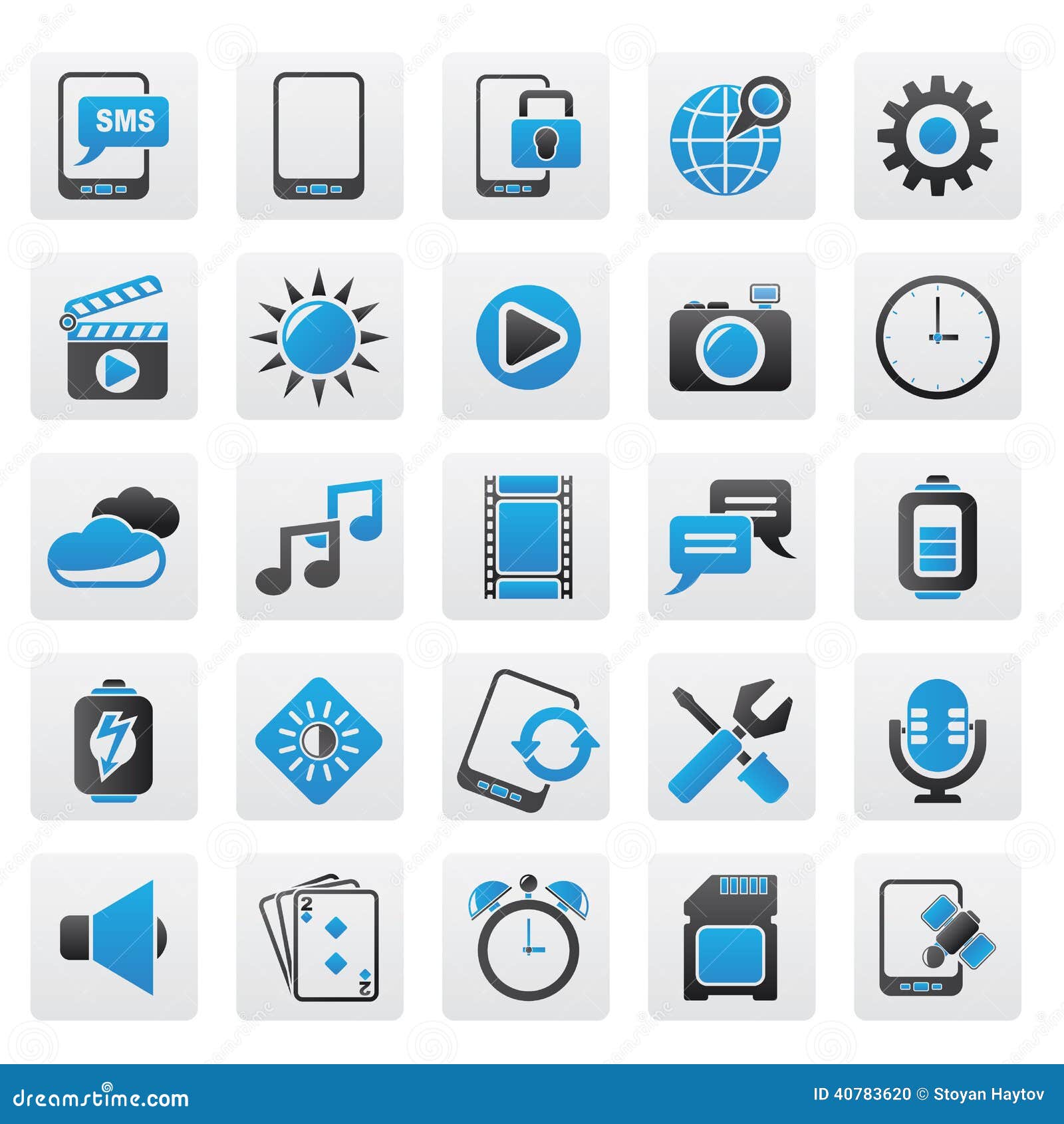Mobile Phone Interface Icons Stock Vector - Illustration of message ...
