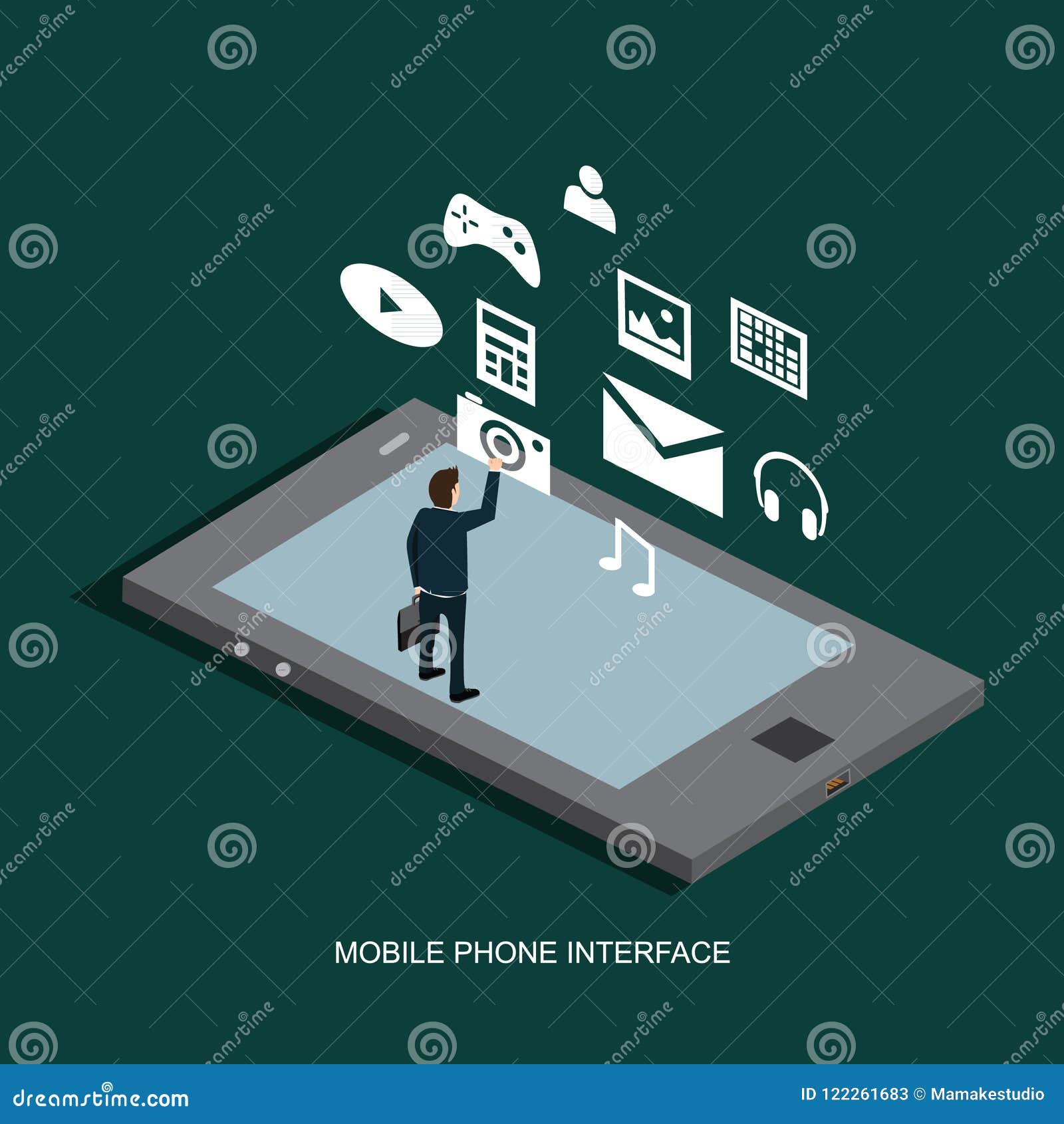 Mobile Phone Interface Isometric Concept Stock Illustration ...