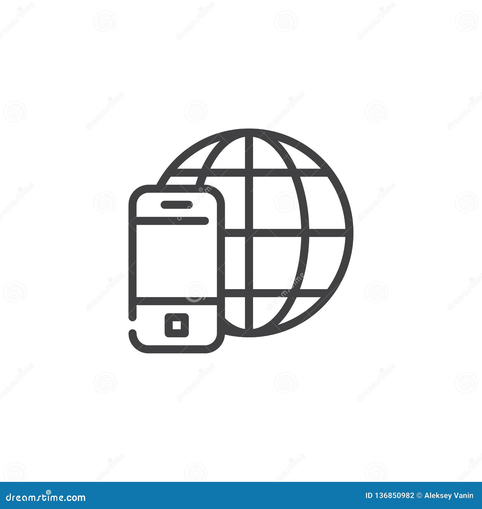 Mobile Phone Internet Network Line Icon Stock Vector - Illustration of ...