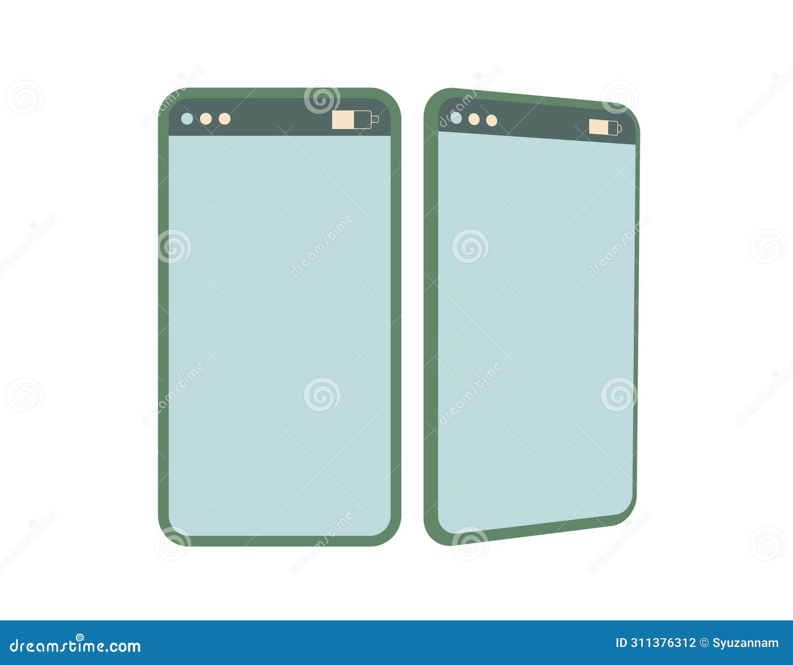 Mobile Phone Isolated on White Background. Smartphone Device with Empty ...