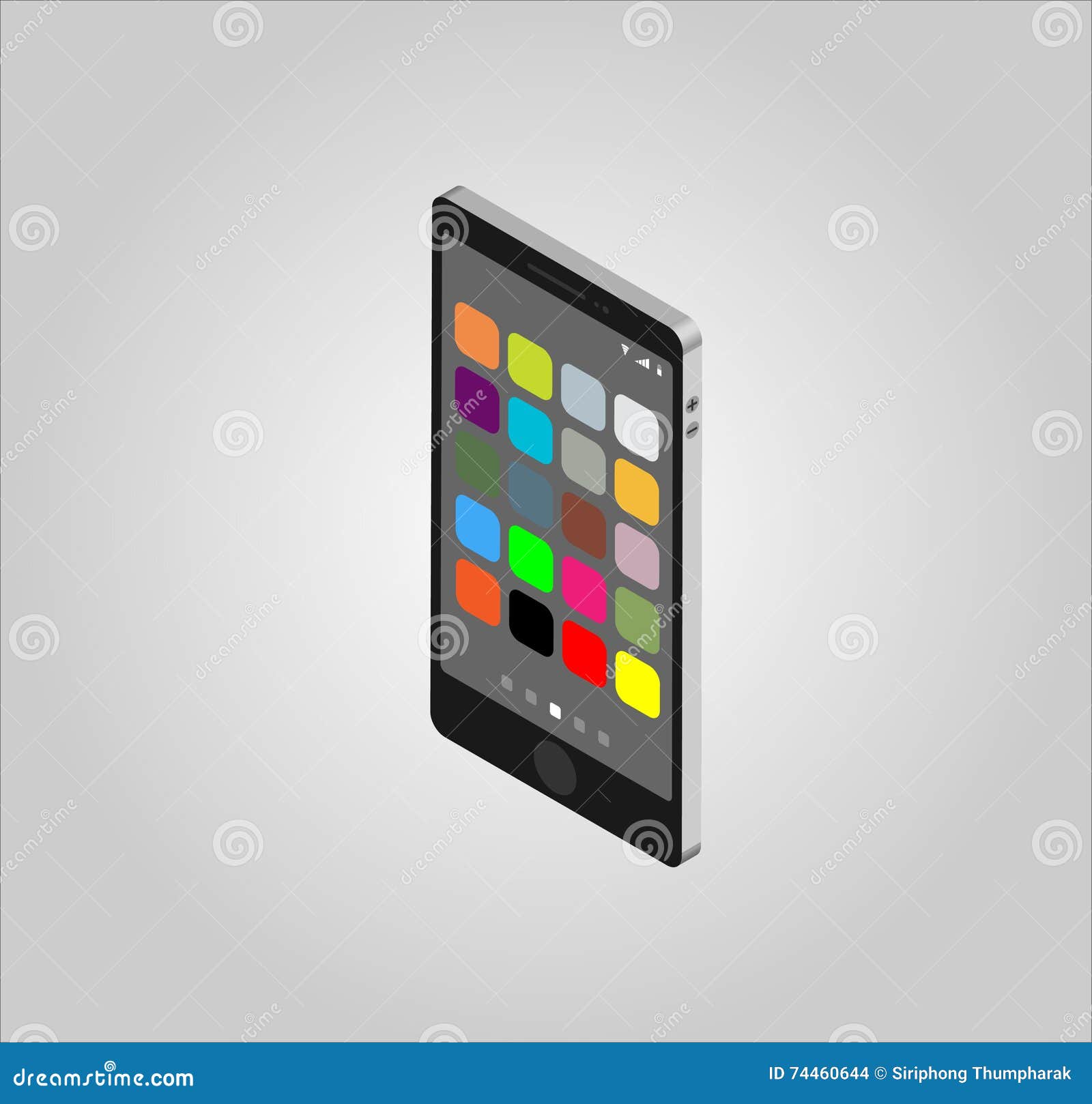 Mobile Phone Isometric and Icons. Stock Vector - Illustration of icon ...