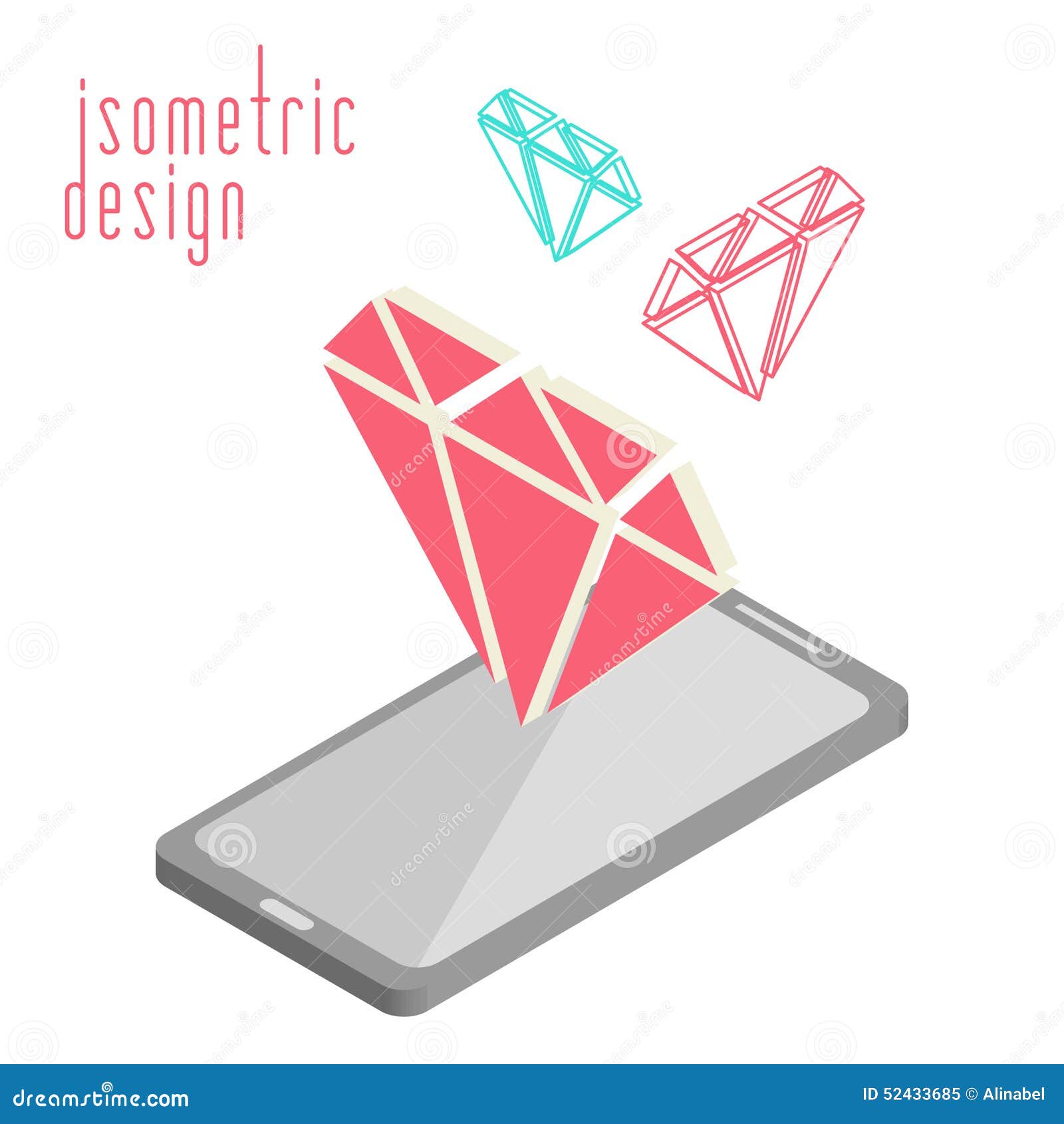 Mobile Phone in Isometric Projection Stock Vector - Illustration of ...