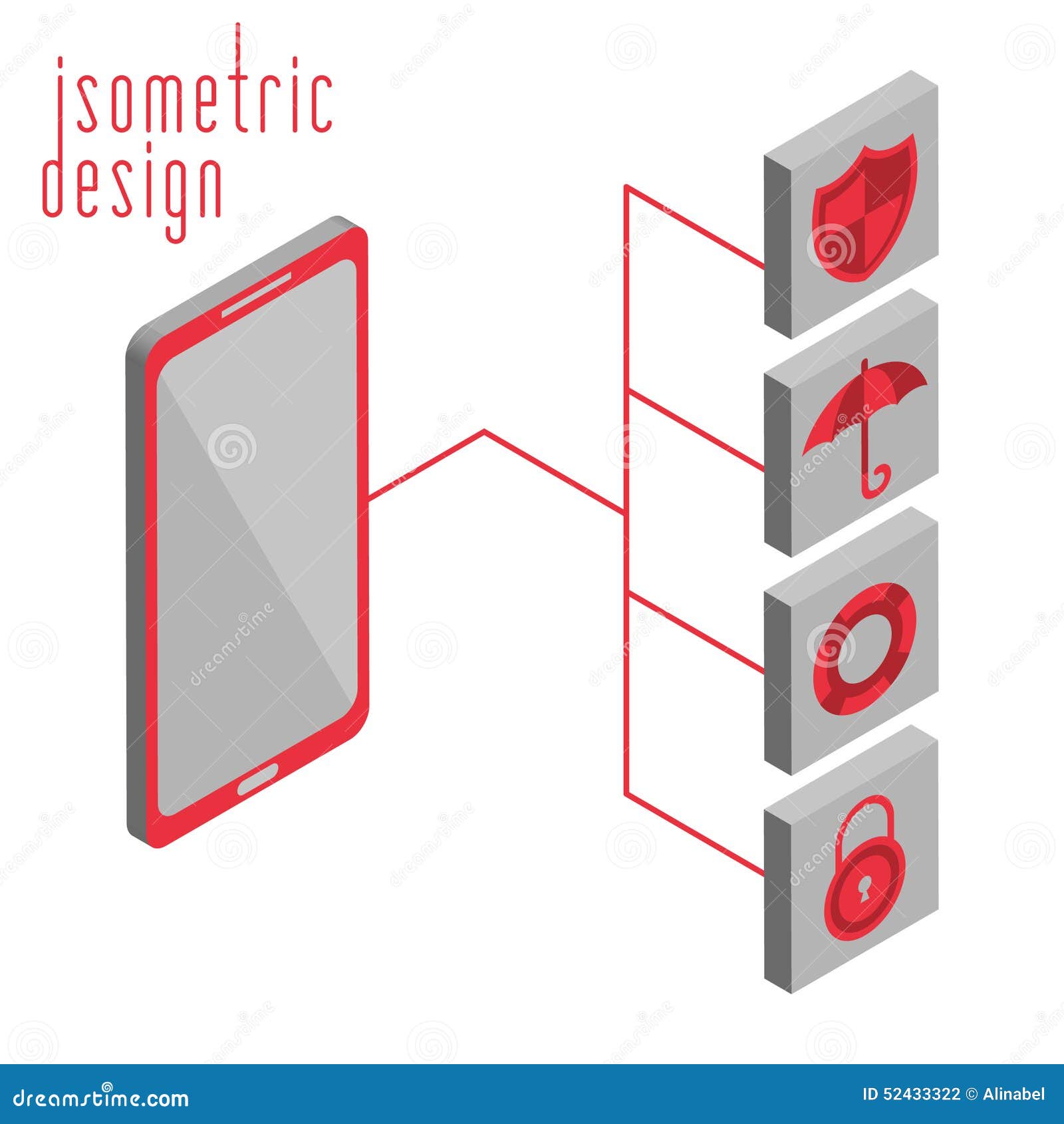 Mobile Phone in Isometric Projection Stock Vector - Illustration of ...