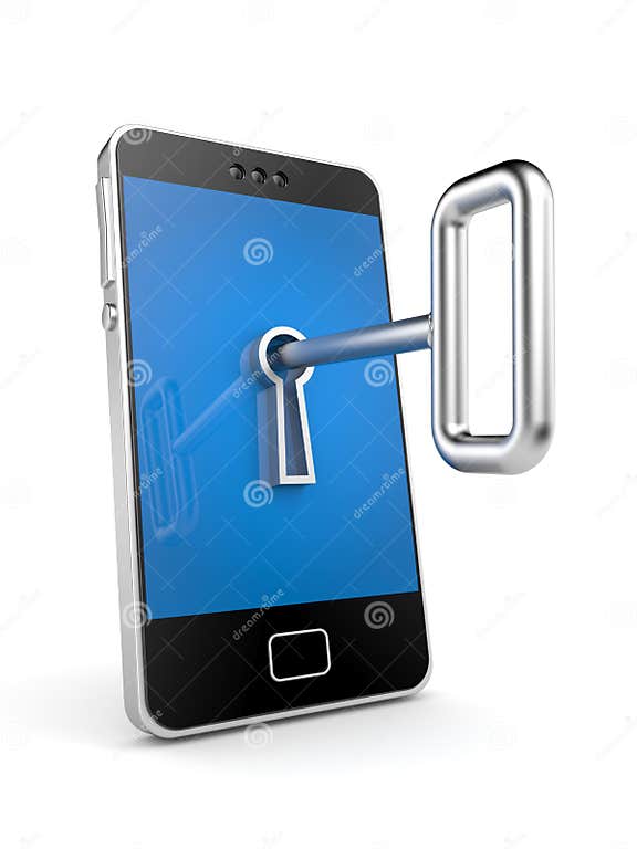 Mobile phone with key stock illustration. Illustration of open - 28297228