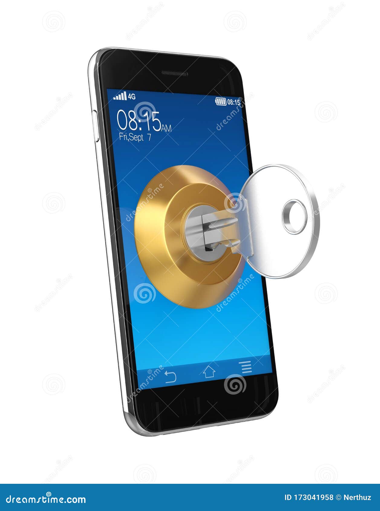 Mobile Phone with Key Isolated Stock Illustration - Illustration of ...